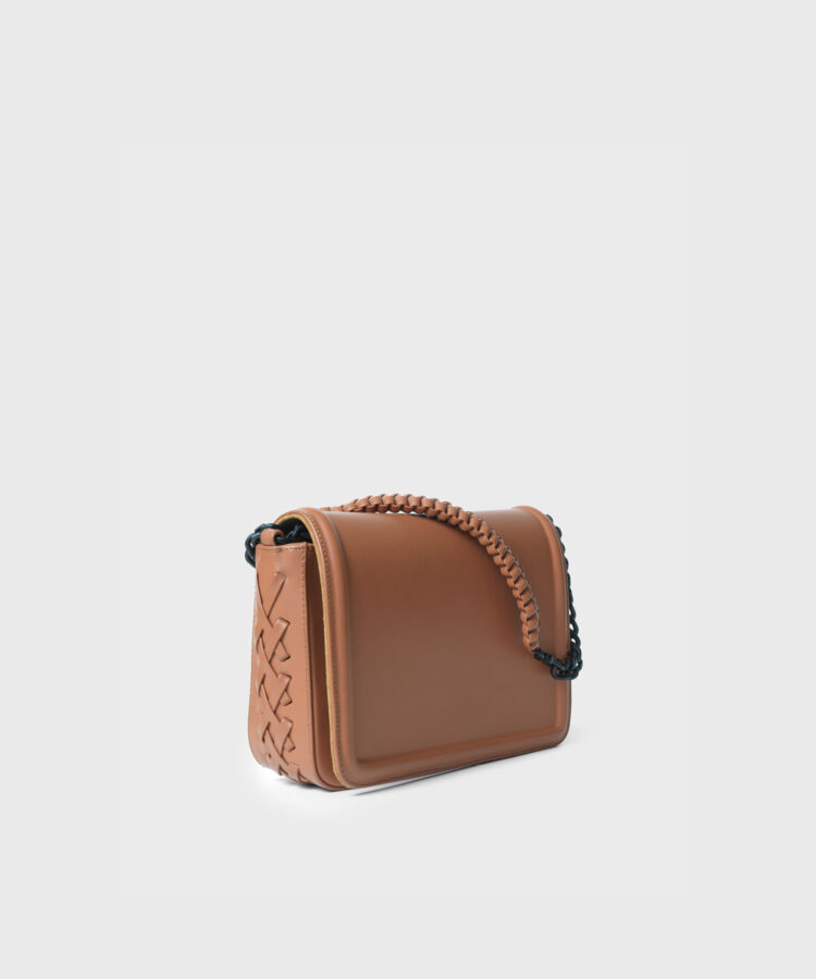 Maxi Box Bag in Caramel Smooth Leather - Callista
