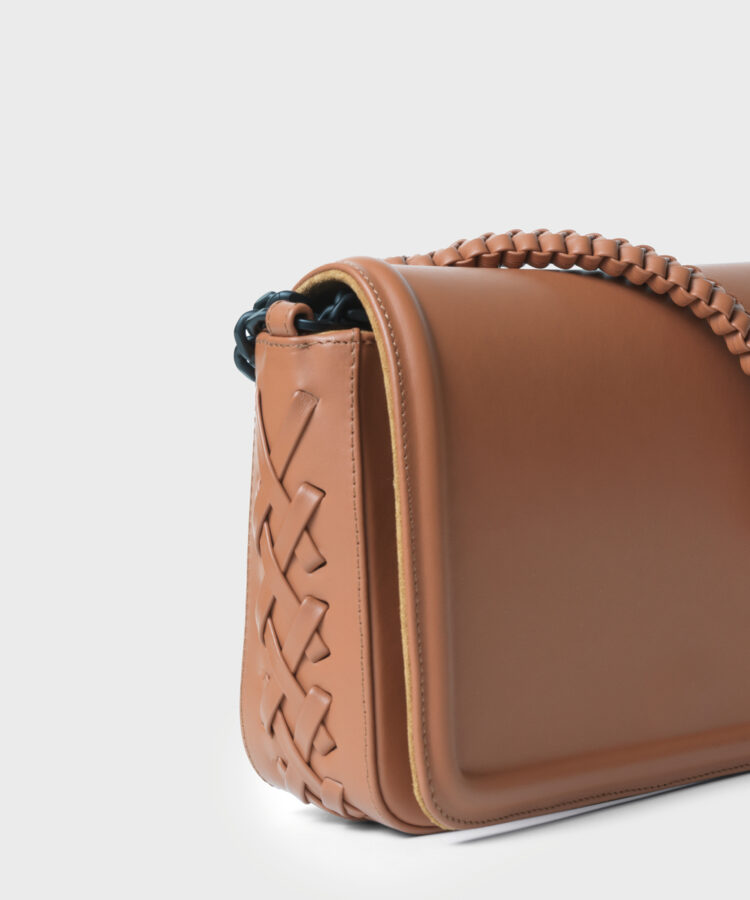 Maxi Box Bag in Caramel Smooth Leather - Callista