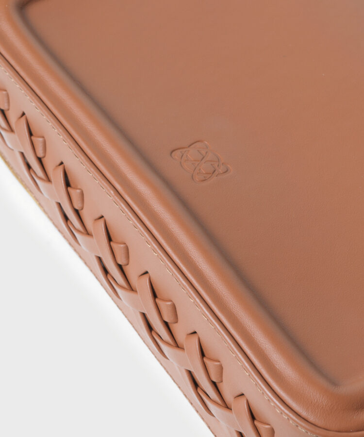 Maxi Box Bag in Caramel Smooth Leather - Callista