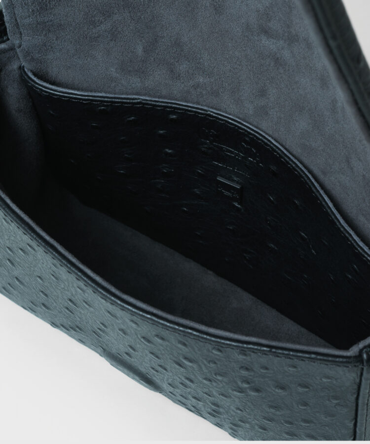 Mini Box Bag in Black Ostrich-Effect Leather - Callista