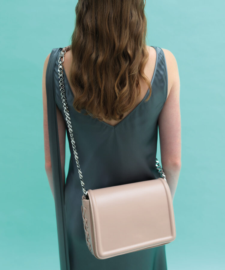Maxi Box Bag in Latte Smooth Leather - Callista