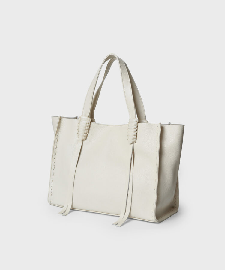 Ara Medium Tote in Cream Grained Leather - Callista
