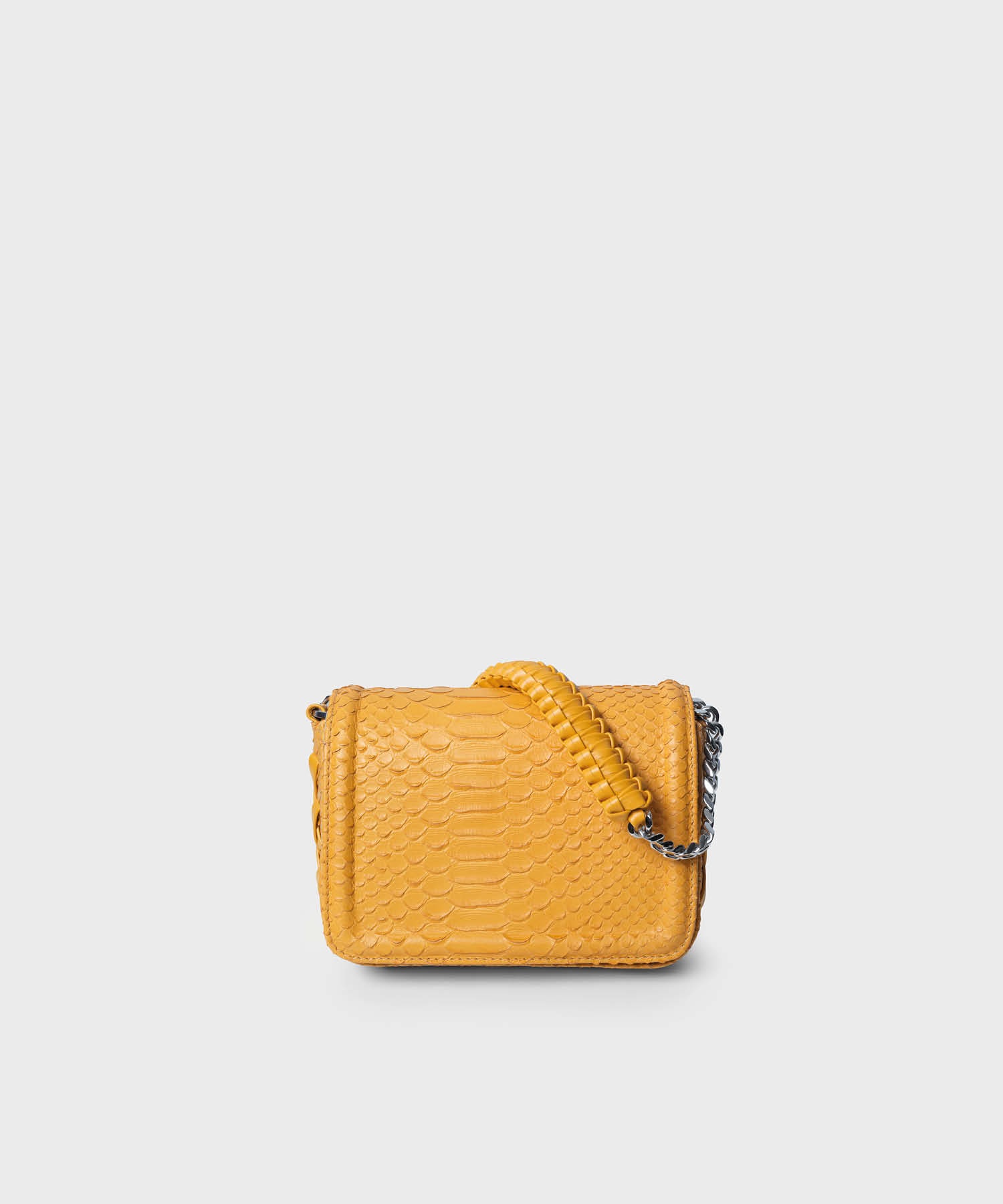 Mini Box Bag in Yellow Snakeskin-Effect Leather - Callista
