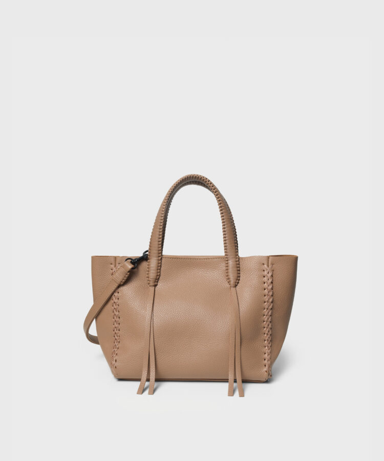 Mini Tote in Camel Grained Leather - Callista