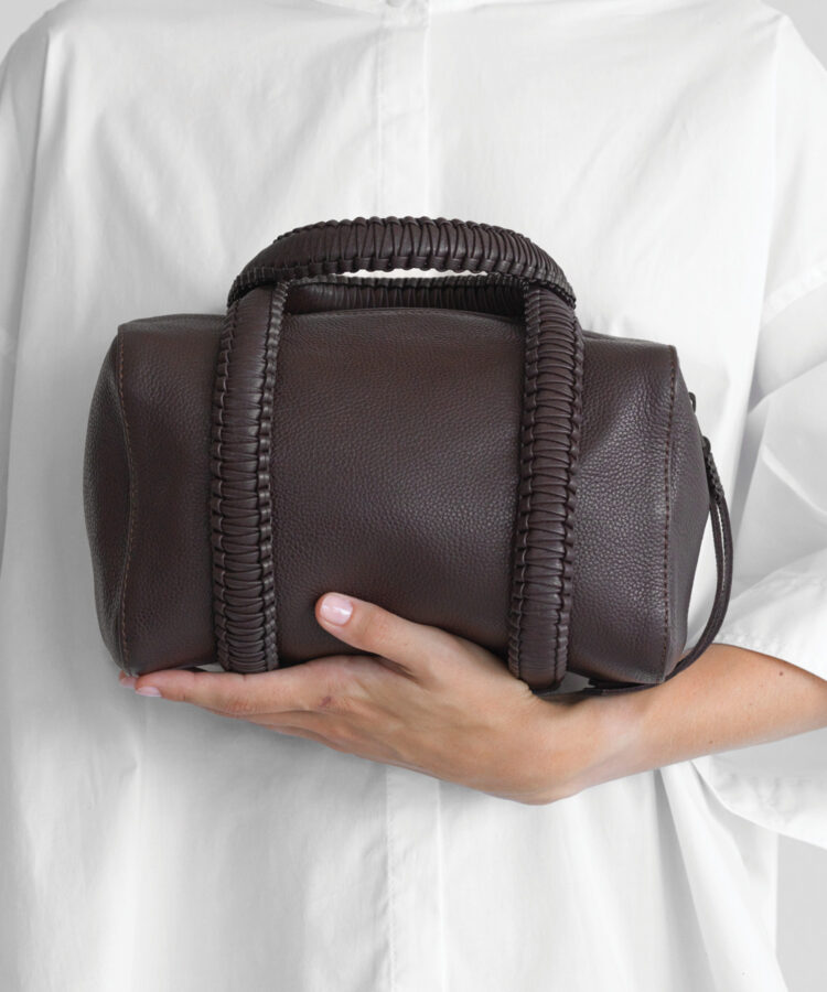 Medium Bowling in Cocoa Grained Leather - Callista