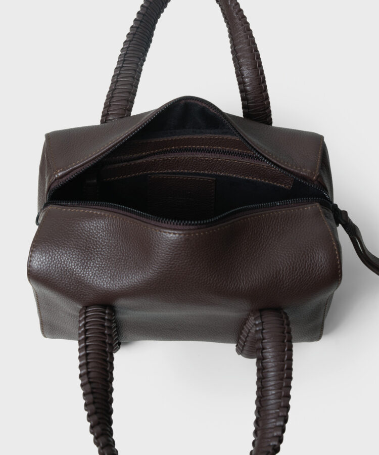 Medium Bowling in Cocoa Grained Leather - Callista