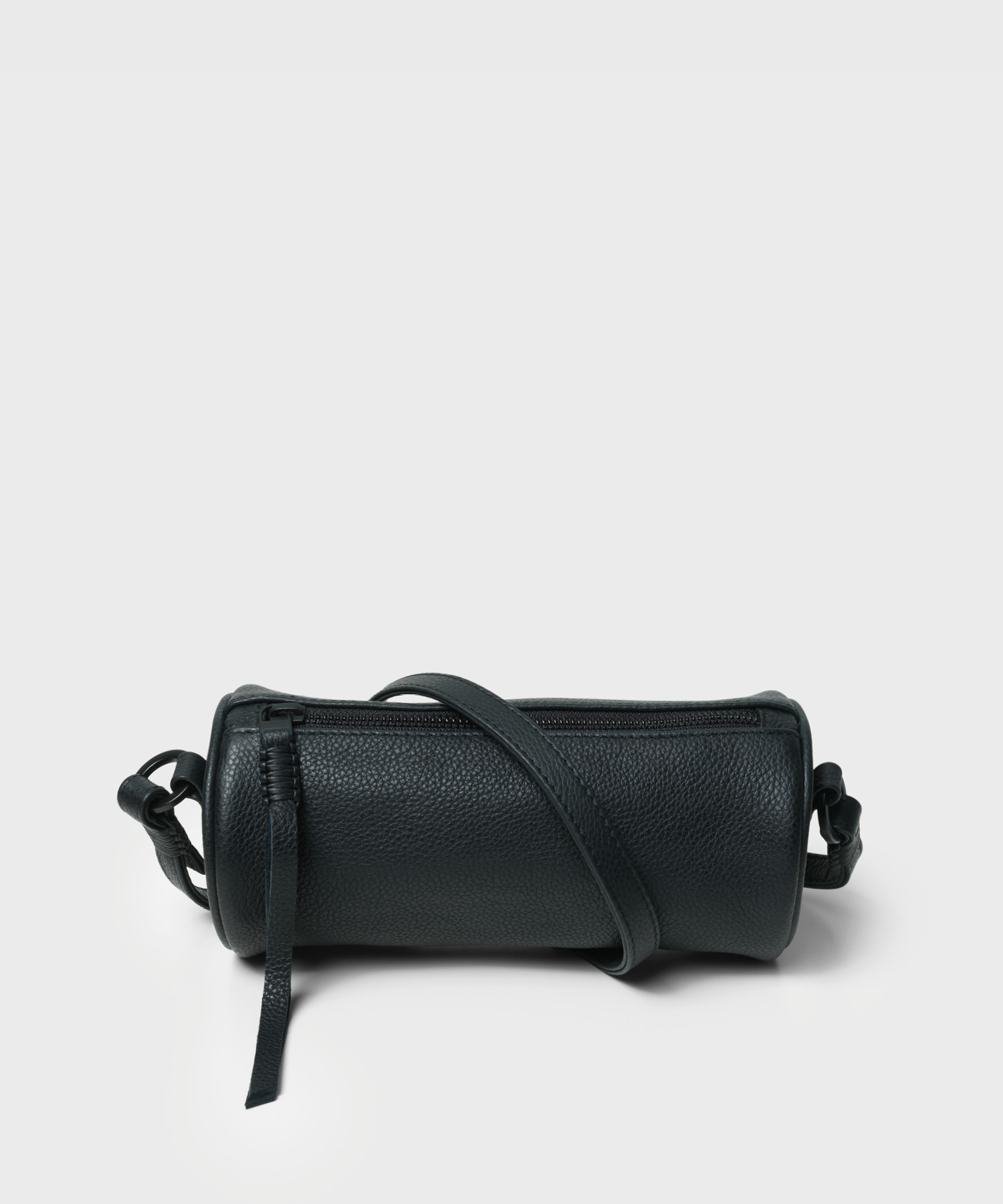 Mini Barrel Bag in Black Grained Leather - Callista
