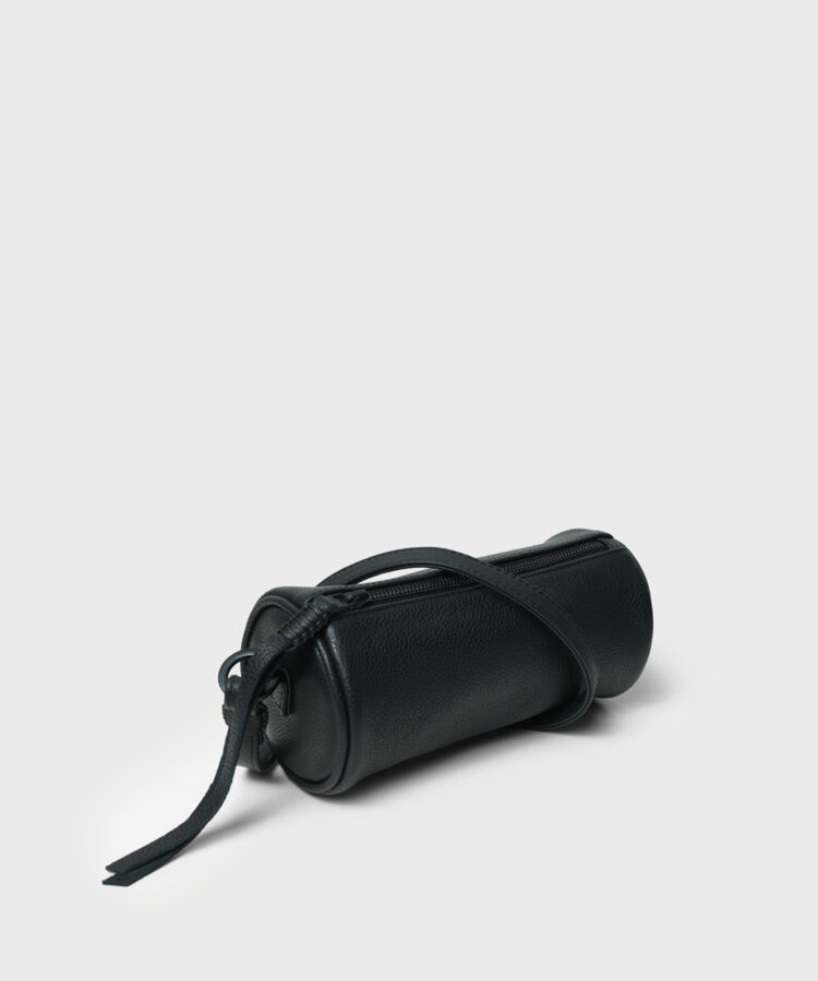 Mini Barrel Bag in Black Grained Leather - Callista