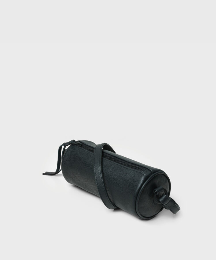 Mini Barrel Bag in Black Grained Leather - Callista