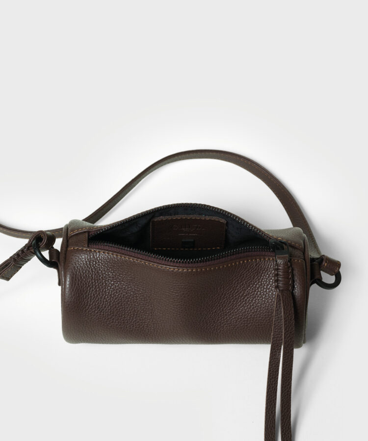Mini Barrel Bag in Cocoa Grained Leather - Callista