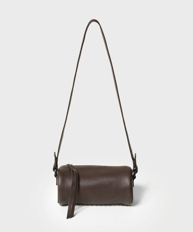 Mini Barrel Bag in Cocoa Grained Leather - Callista
