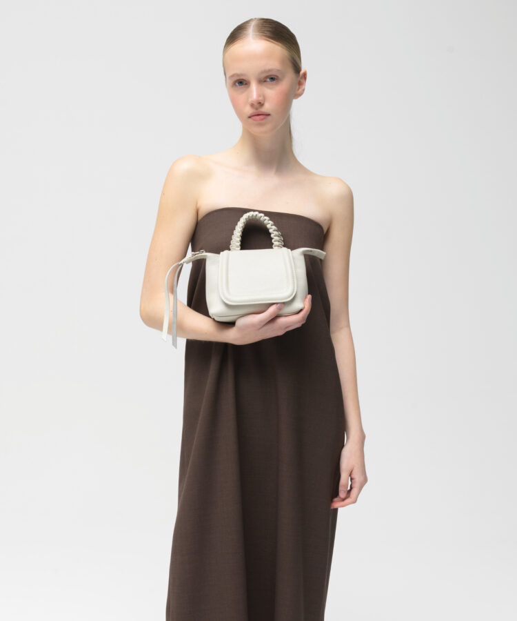 Mini Top Handle in Ivory Grained Leather - Callista