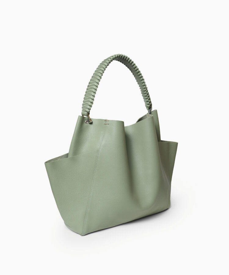 Loom Shoulder Bag in Sage Grained Leather - Callista