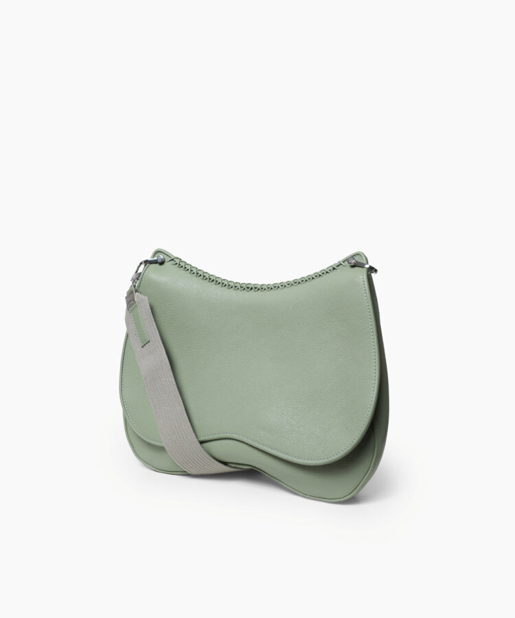 Saddle Bag in Sage Grained Leather - Callista